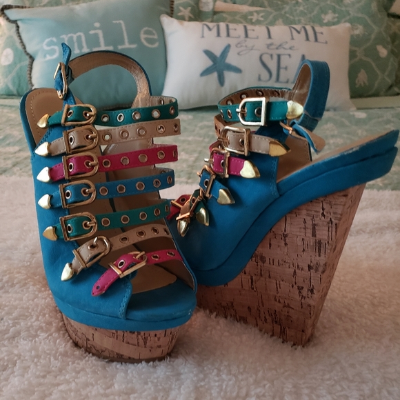 Alba | Shoes | High Heel Wedge Colorful Shoes | Poshmark